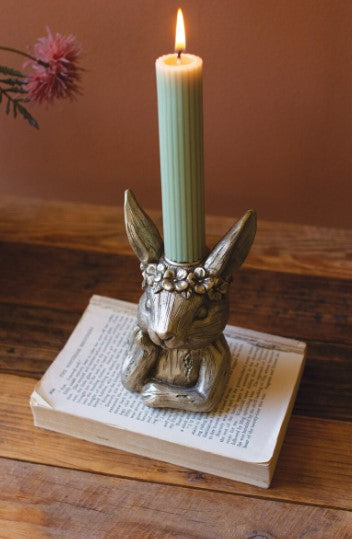 Painted Resin Rabbit Taper Candle Holder – River Chic Designs