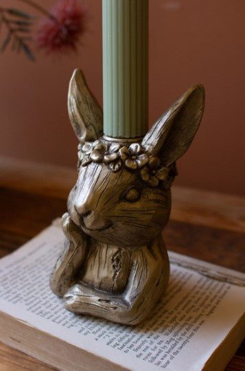 Painted Resin Rabbit Taper Candle Holder – River Chic Designs