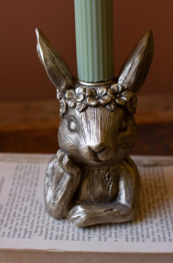 Painted Resin Rabbit Taper Candle Holder – River Chic Designs