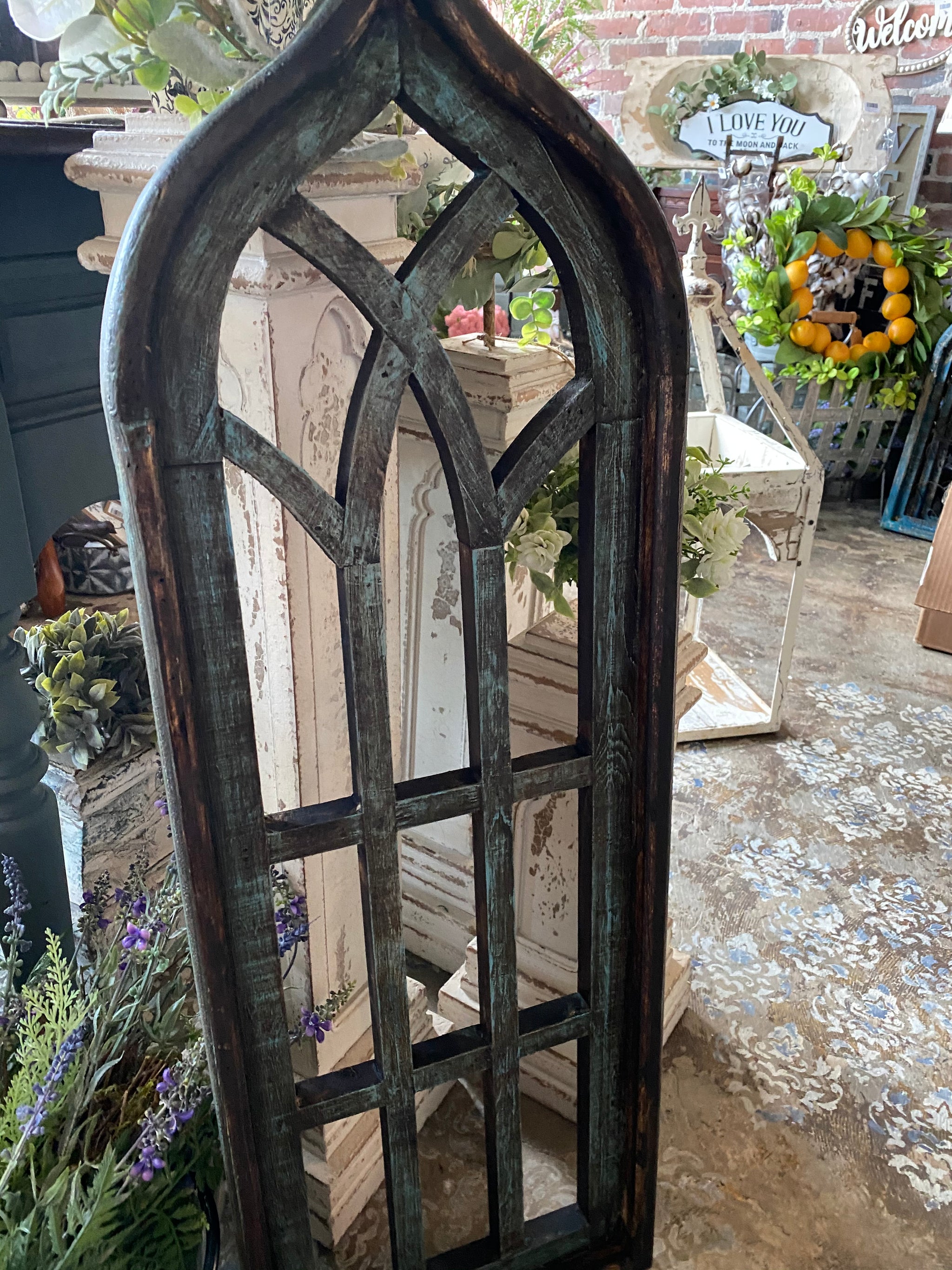 "Farmhouse Solid Wood Window Frame – Rustic Turquoise 37x12" – River ...