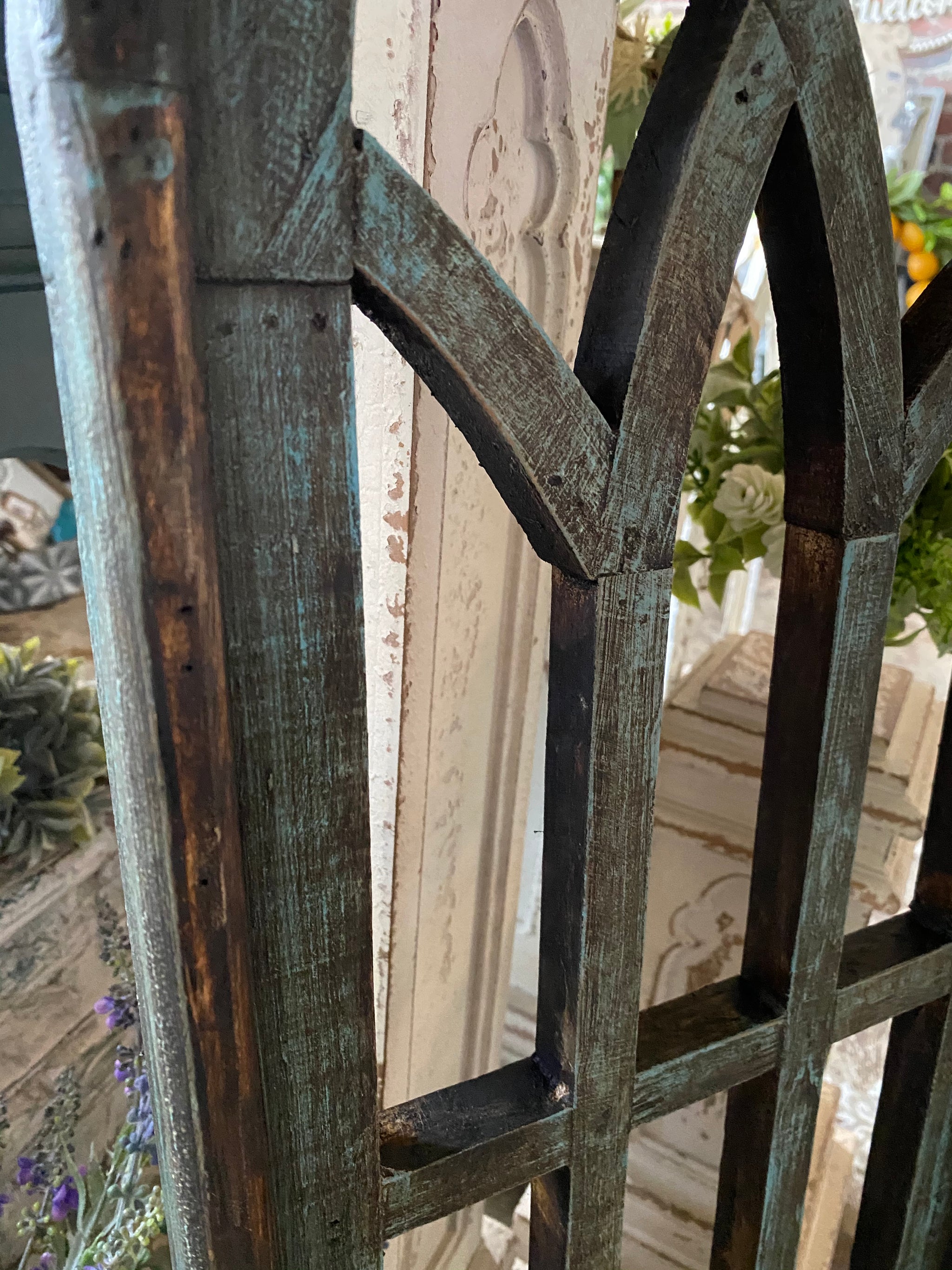 "Farmhouse Solid Wood Window Frame – Rustic Turquoise 37x12" – River ...